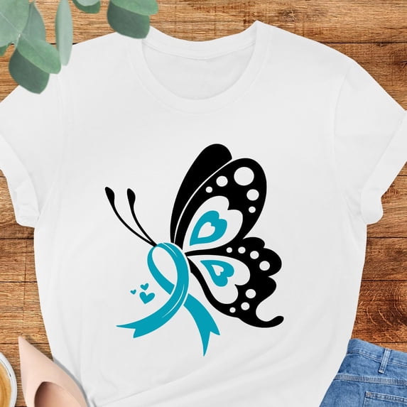 Cervical Cancer Awareness Shirt Butterfly Cervical Cancer Shirt Teal ...