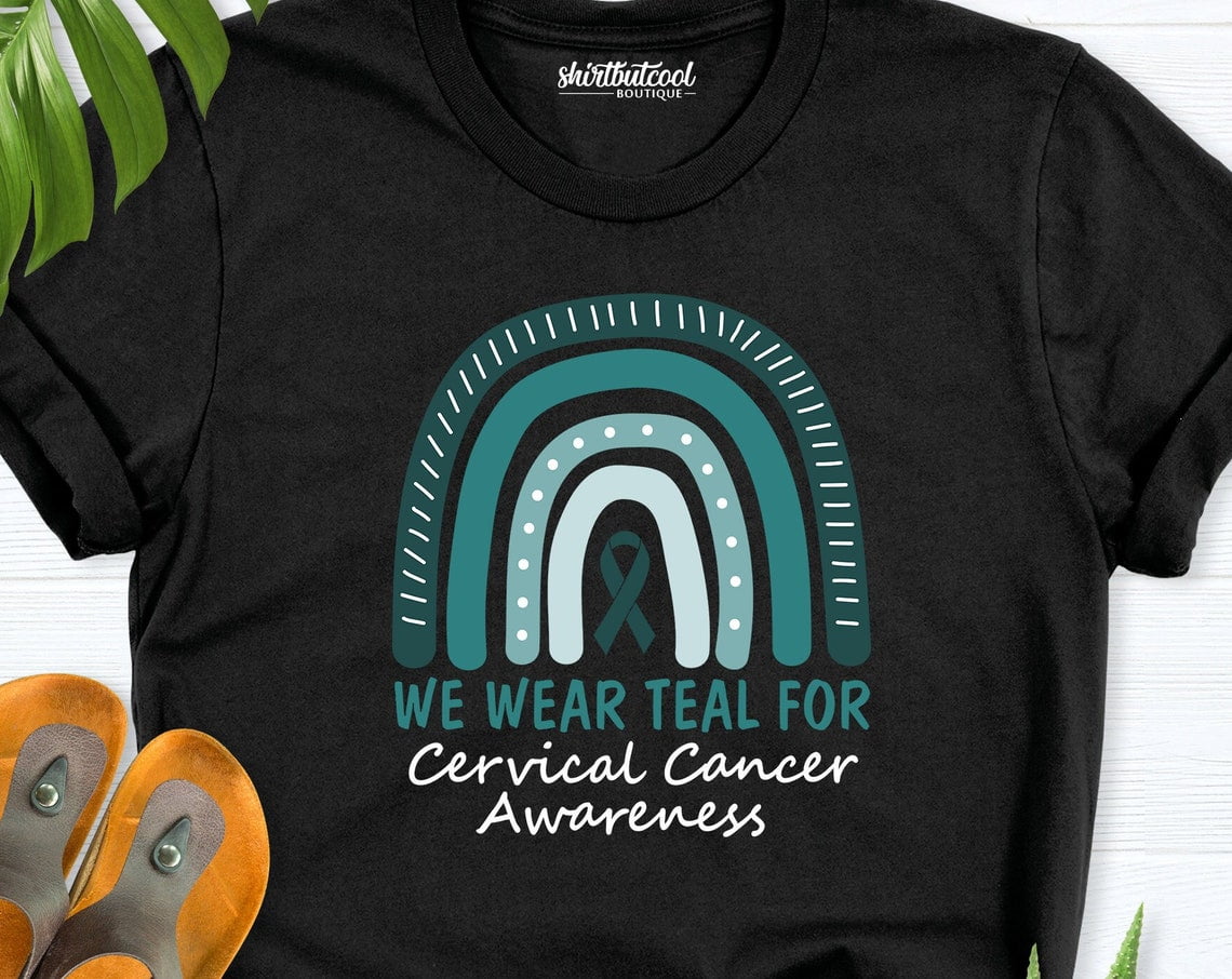 Cervical Cancer Awareness Shirt, Teal Ribbon Shirt, Cervical Warrior ...