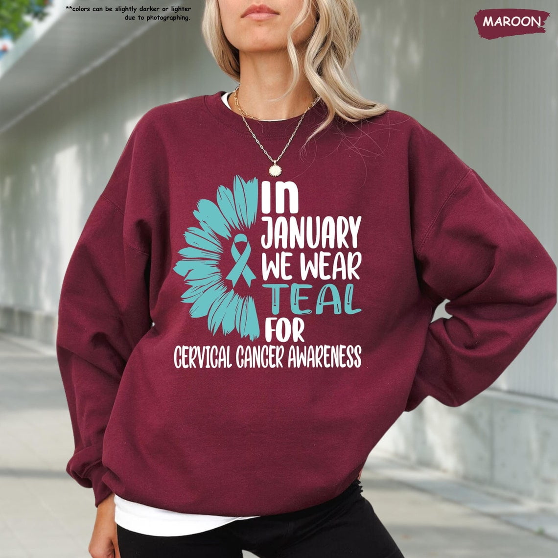 Cervical Cancer Awareness Sweatshirt Women, Cervical Cancer Gift Her ...