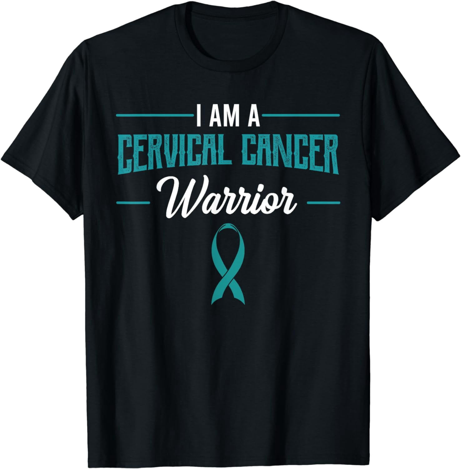 Cervical Cancer Warrior Teal White Squamous Cell Carcinomas T-Shirt ...