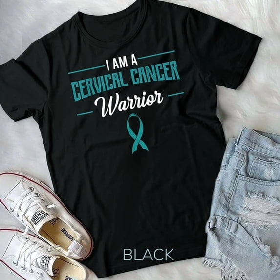 Cervical Cancer Warrior Teal White Squamous Cell Carcinomas Unisex T ...