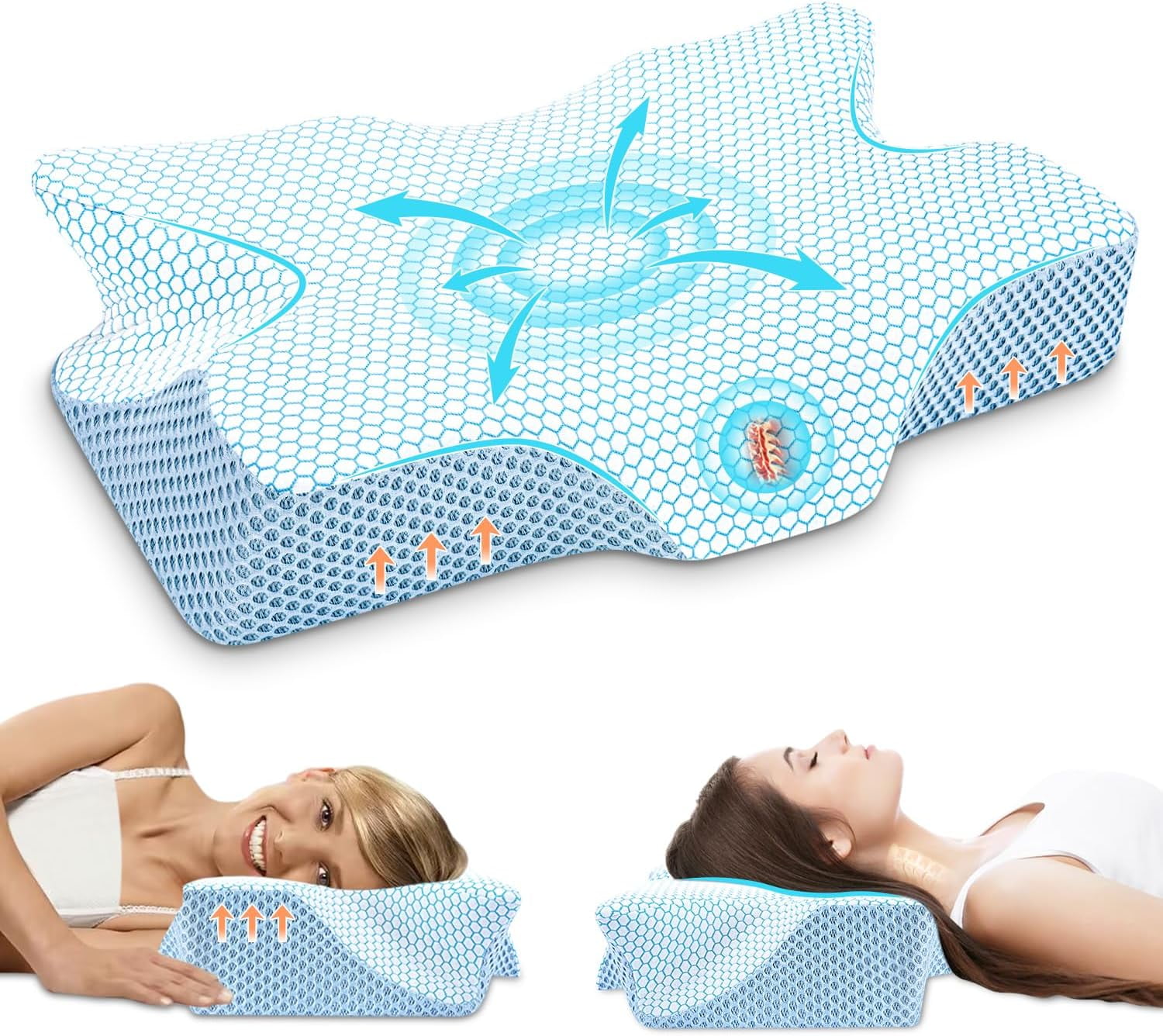 Cervical Memory Foam Pillows for Neck Shoulder Pain Relief, Contour ...