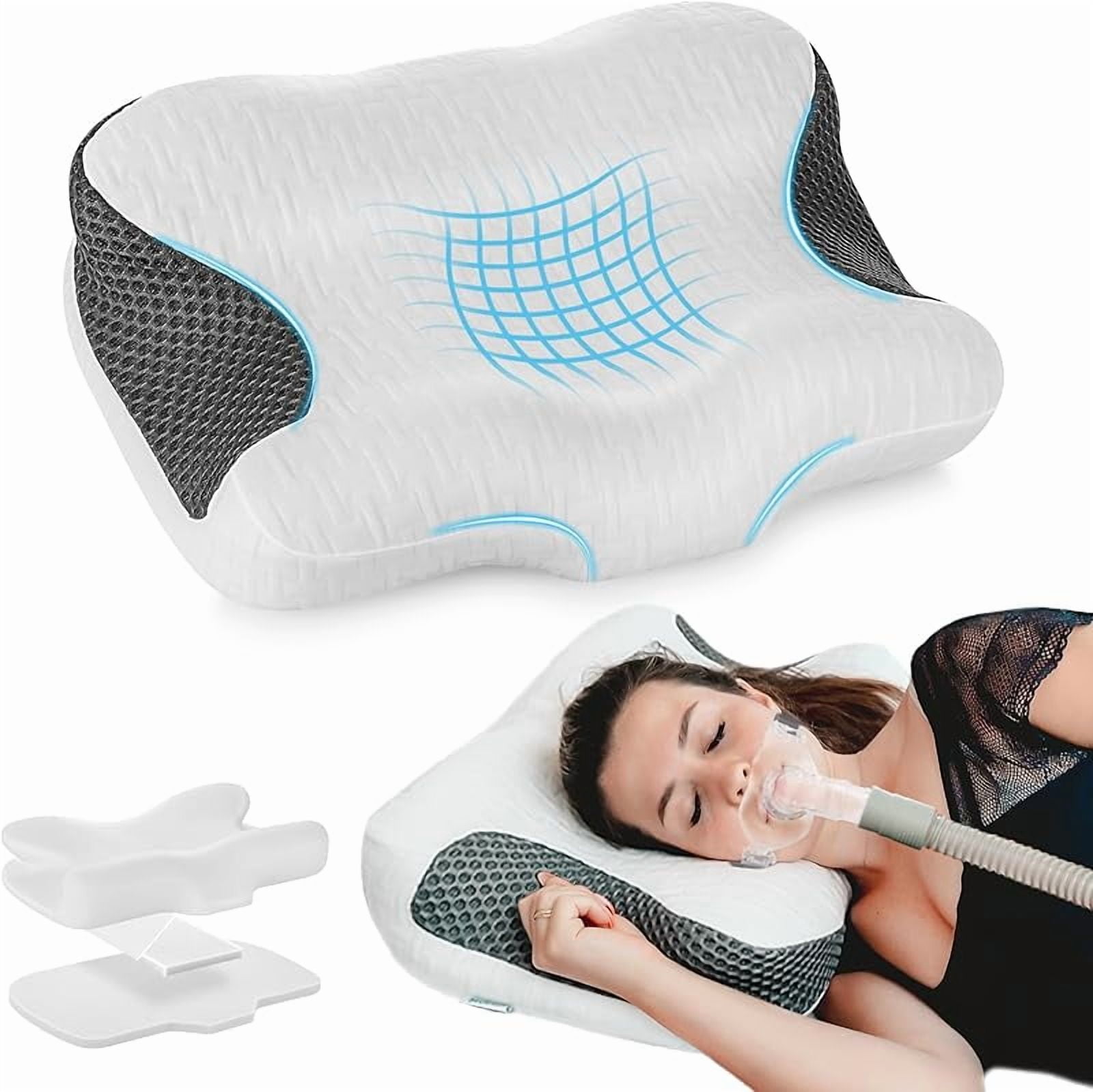 Cervical Neck CPAP Pillow for Sleeping, Ergonomic Adjustable Height Neck Support Memory Foam Bed ...