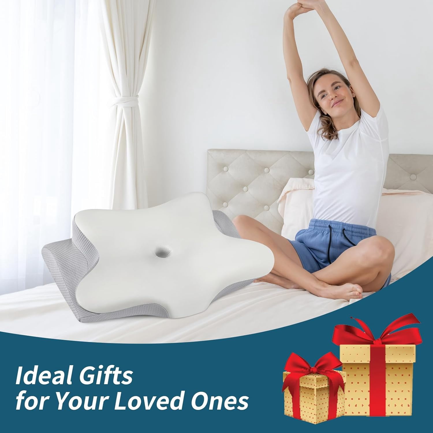 Cervical Neck Pillow - Ergonomic Side Sleeper Pillow for Pain Relief ...