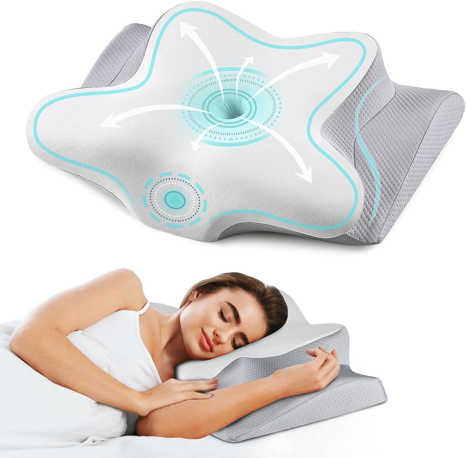 Cervical Neck Pillow - Ergonomic Side Sleeper Pillow for Pain Relief ...