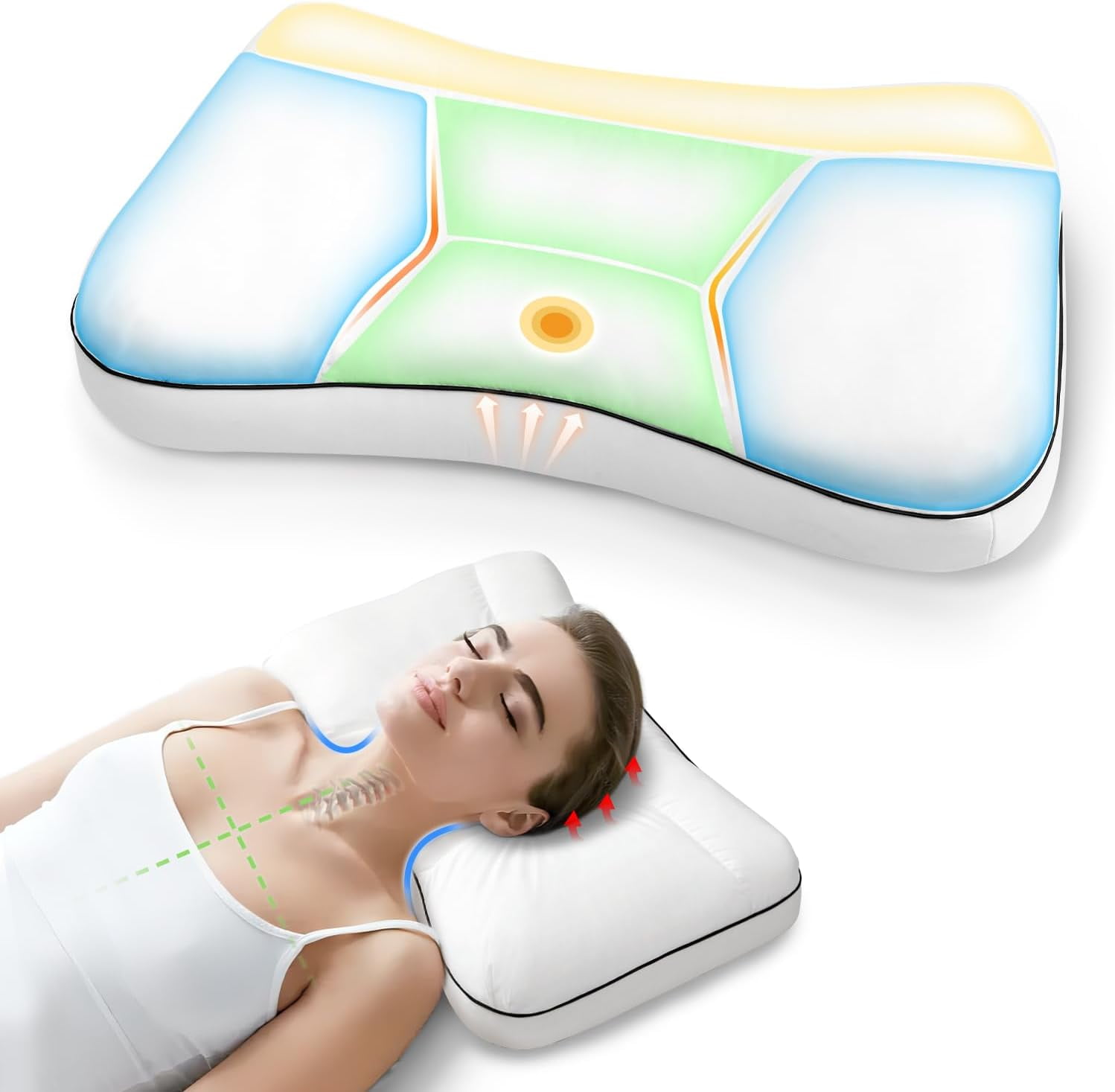 Cervical Neck Pillow for Neck Pain Relief, 26"x17" Cervical Pillow for ...