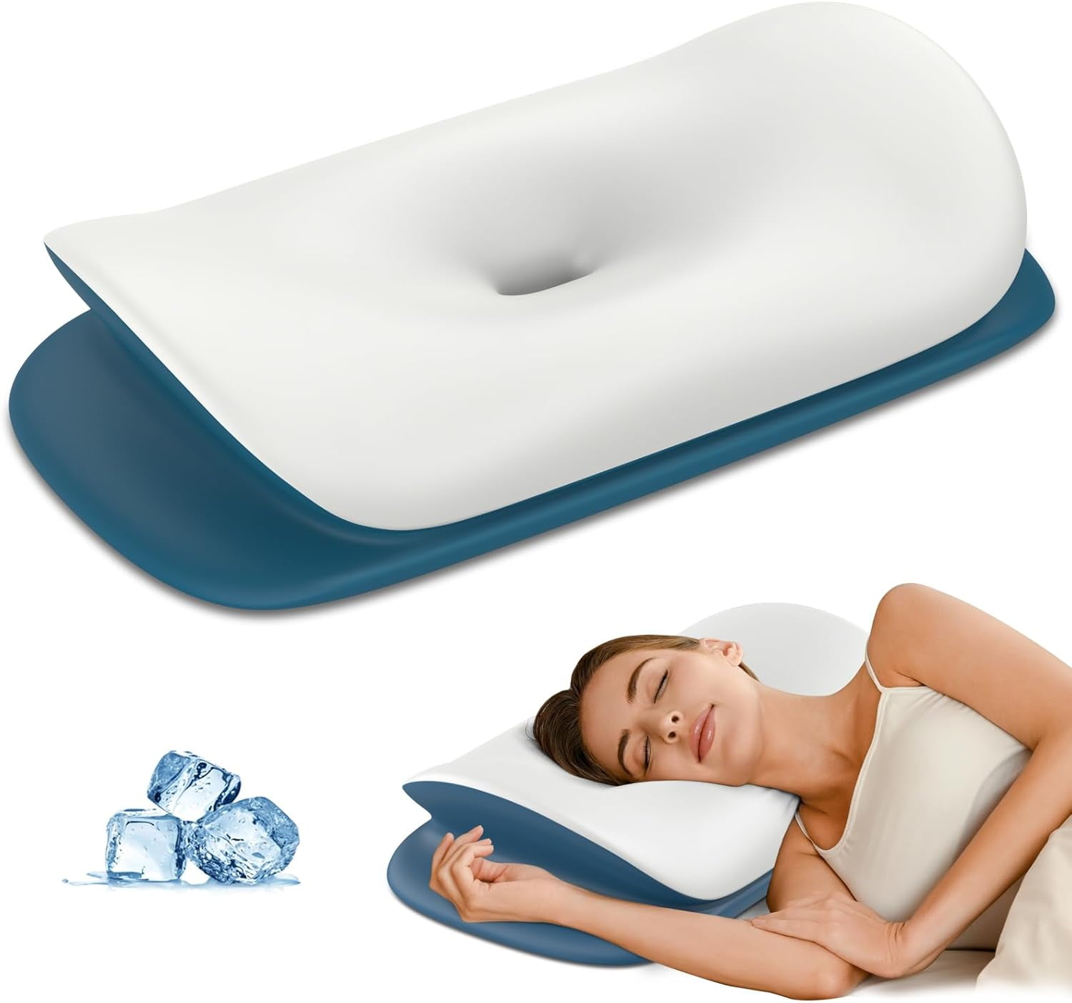 Cervical Neck Pillow for Pain Relief - Ergonomic Memory Foam Contour ...