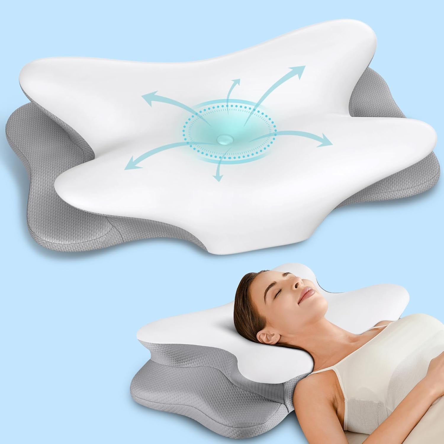 Cervical Neck Pillow for Pain Relief - Ergonomic Side Sleeper Pillow ...