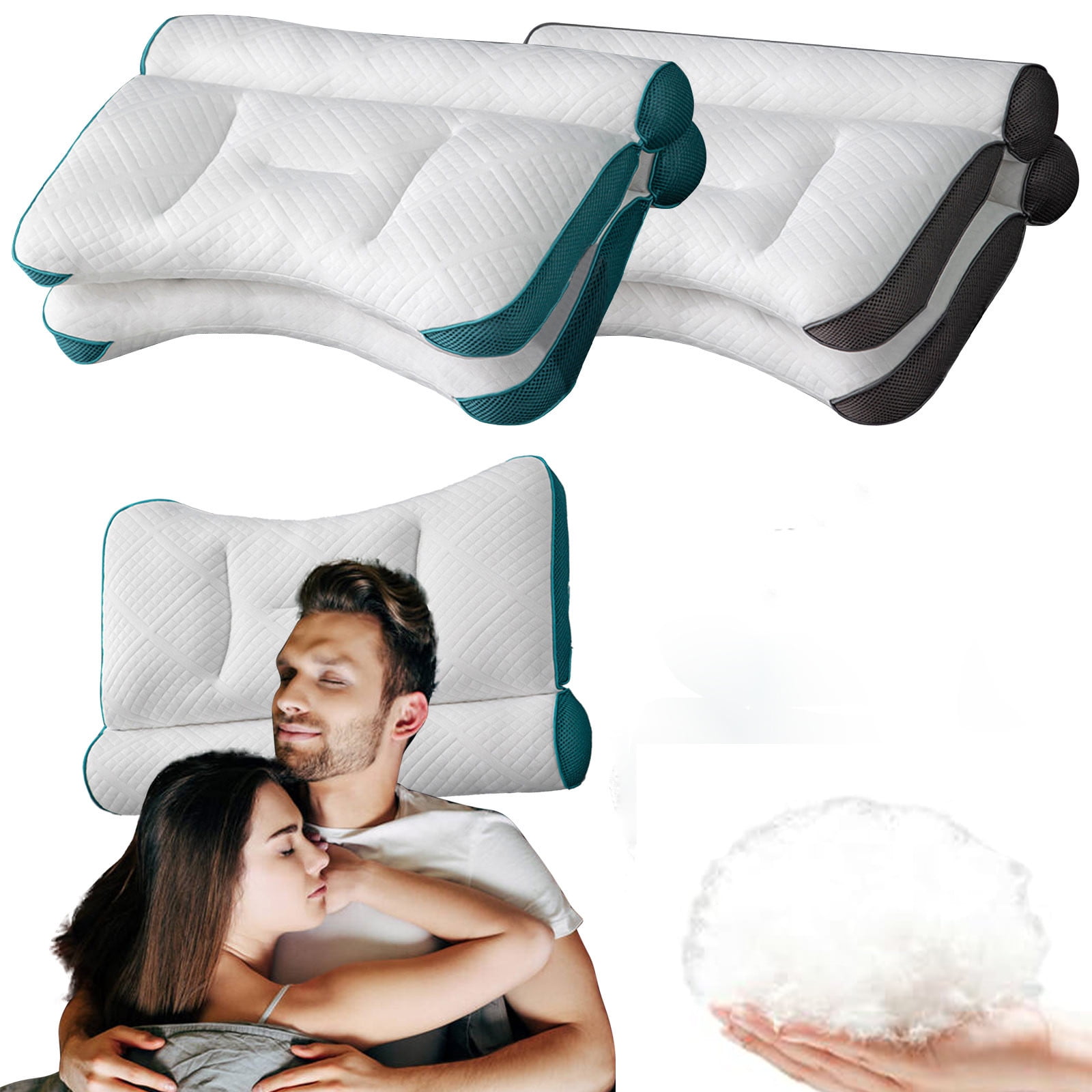 Cervical Neck Pillow for Neck Pain Relief, Memory Foam Pillows Contour ...