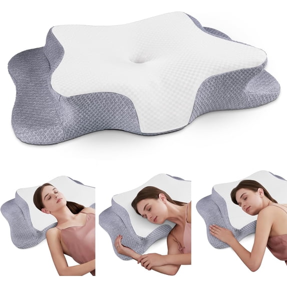 Cervical Neck Pillow for Pain Relief Sleeping, Contour Memory Foam ...
