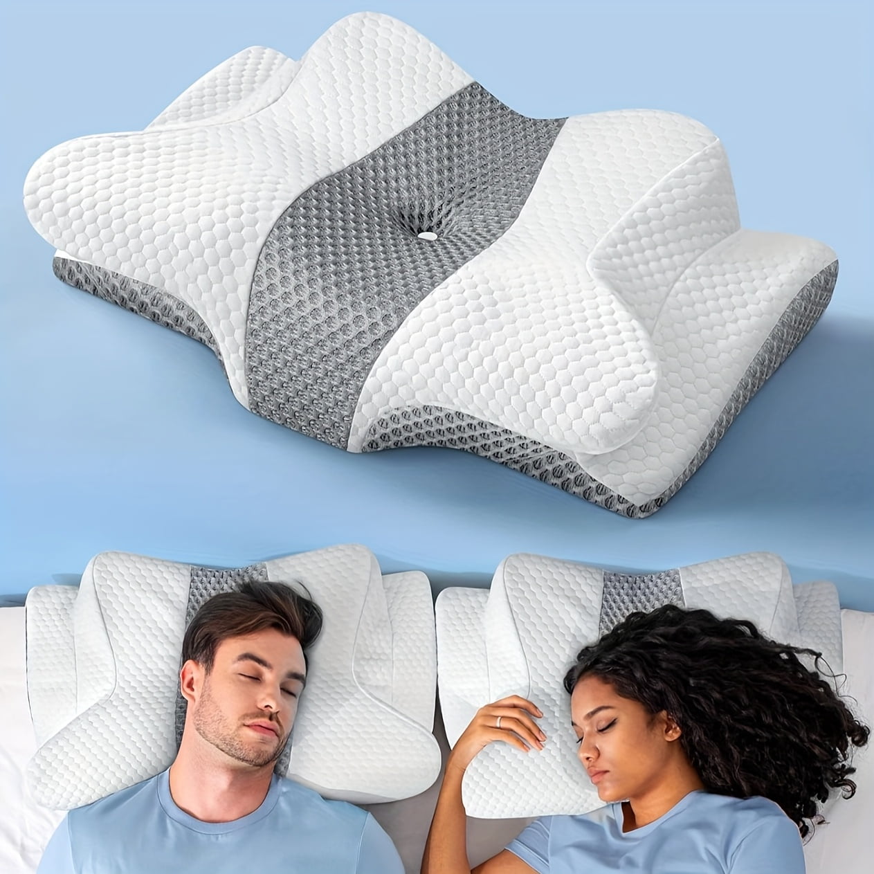 Cervical Neck Pillow for Sleeping, Ergonomic Contour Side Sleeper ...