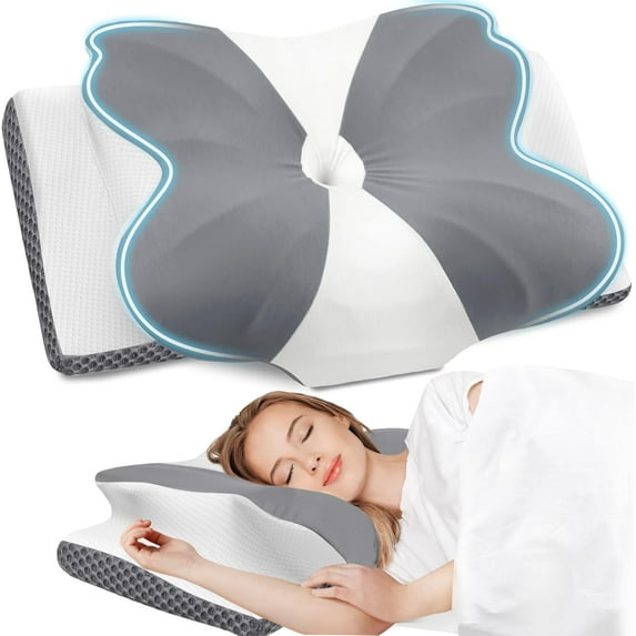 Cervical Neck Pillow for Sleeping, Ergonomic Memory Foam Pillow for ...