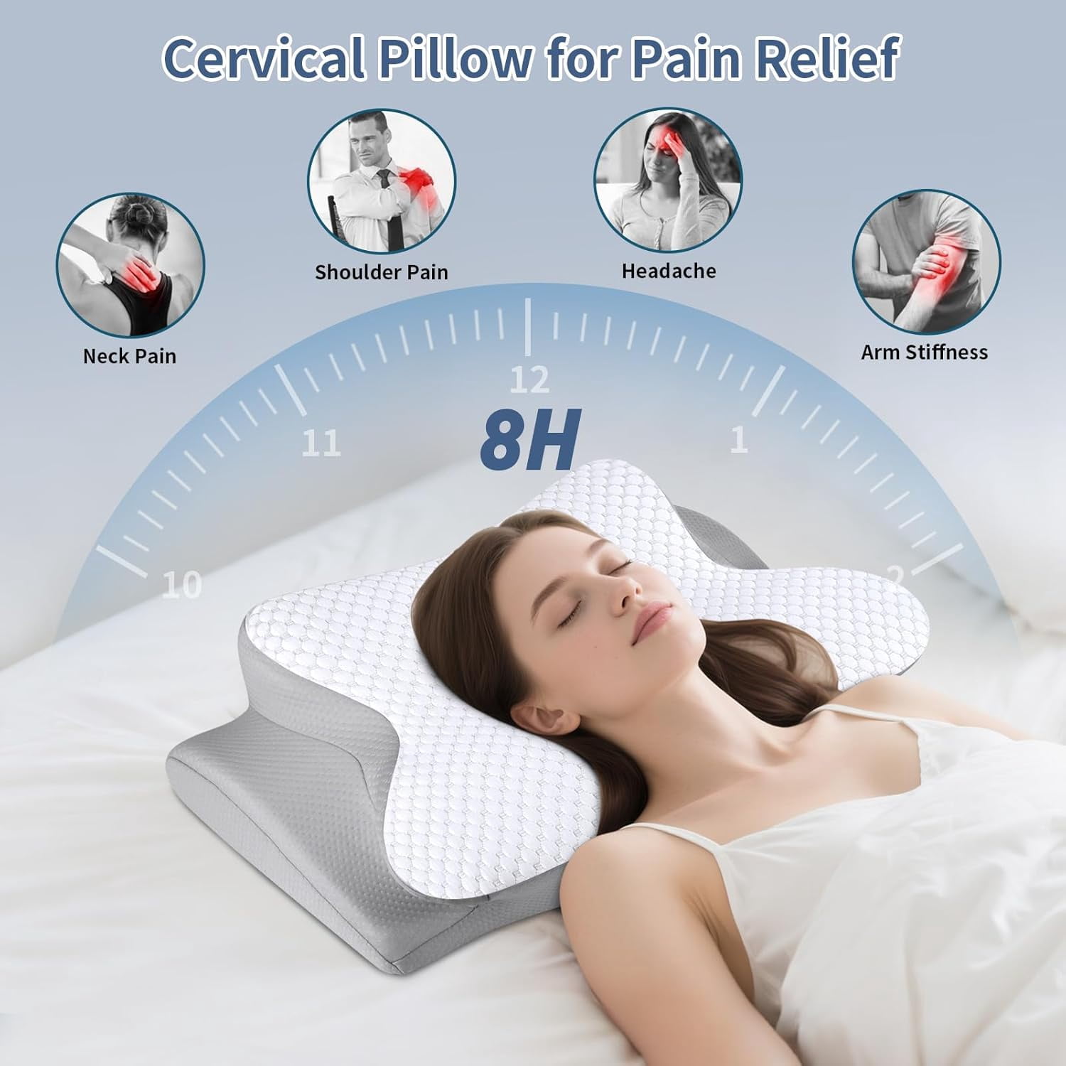 Cervical Neck Pillow for Sleeping - Ergonomic Side Sleeper Pillow for ...