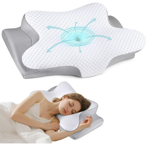 Cervical Neck Pillow for Sleeping - Ergonomic Side Sleeper Pillow for ...