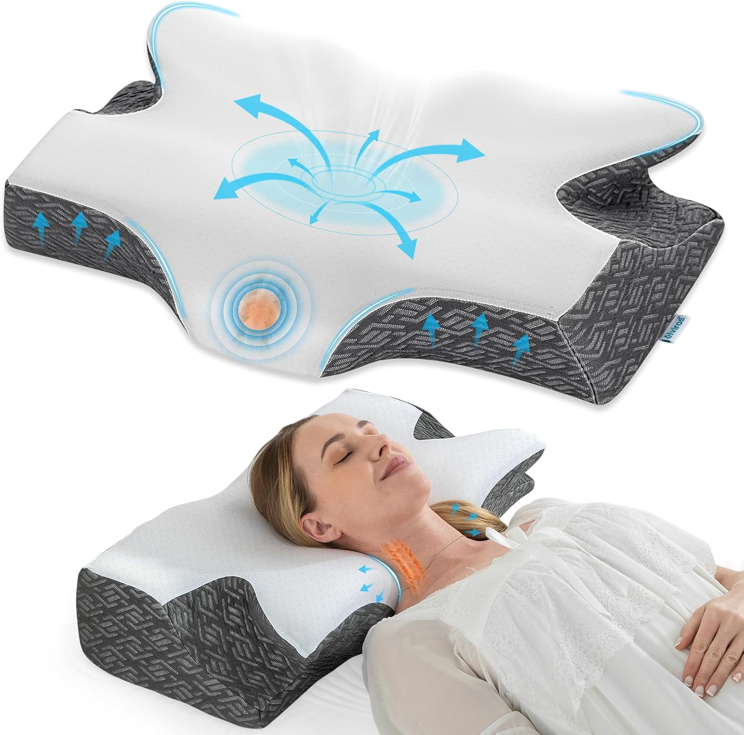 Cervical Neck Pillow for Sleeping, Memory Foam Pillow for Neck Pain ...