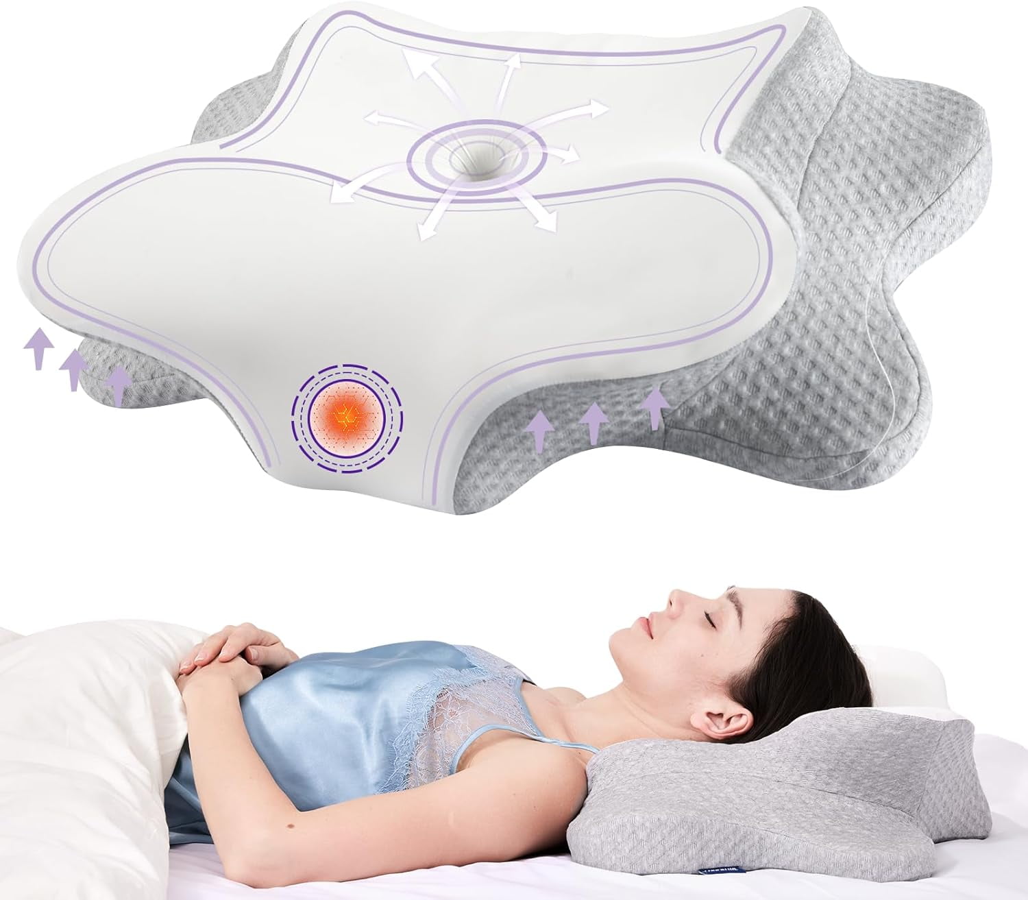 Cervical Neck Pillow for Sleeping, for Neck Pain Relief, Hollow Design ...