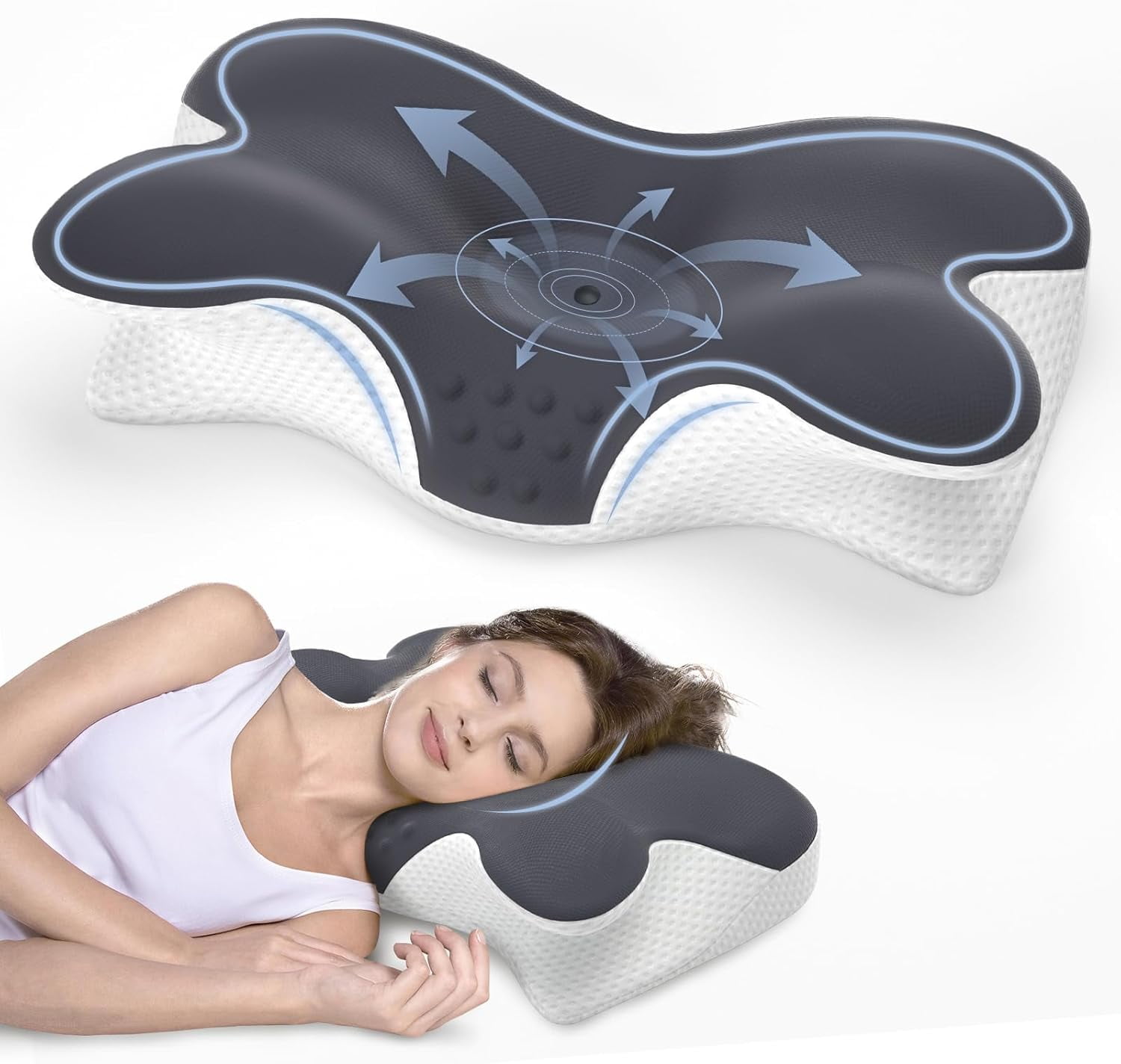 Cervical Neck Pillow for Neck Pain Relief,Side Sleeper Pillow for ...