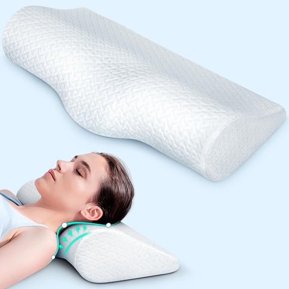 Cervical Neck Pillows for Pain Relief Sleeping, High-Density Memory ...