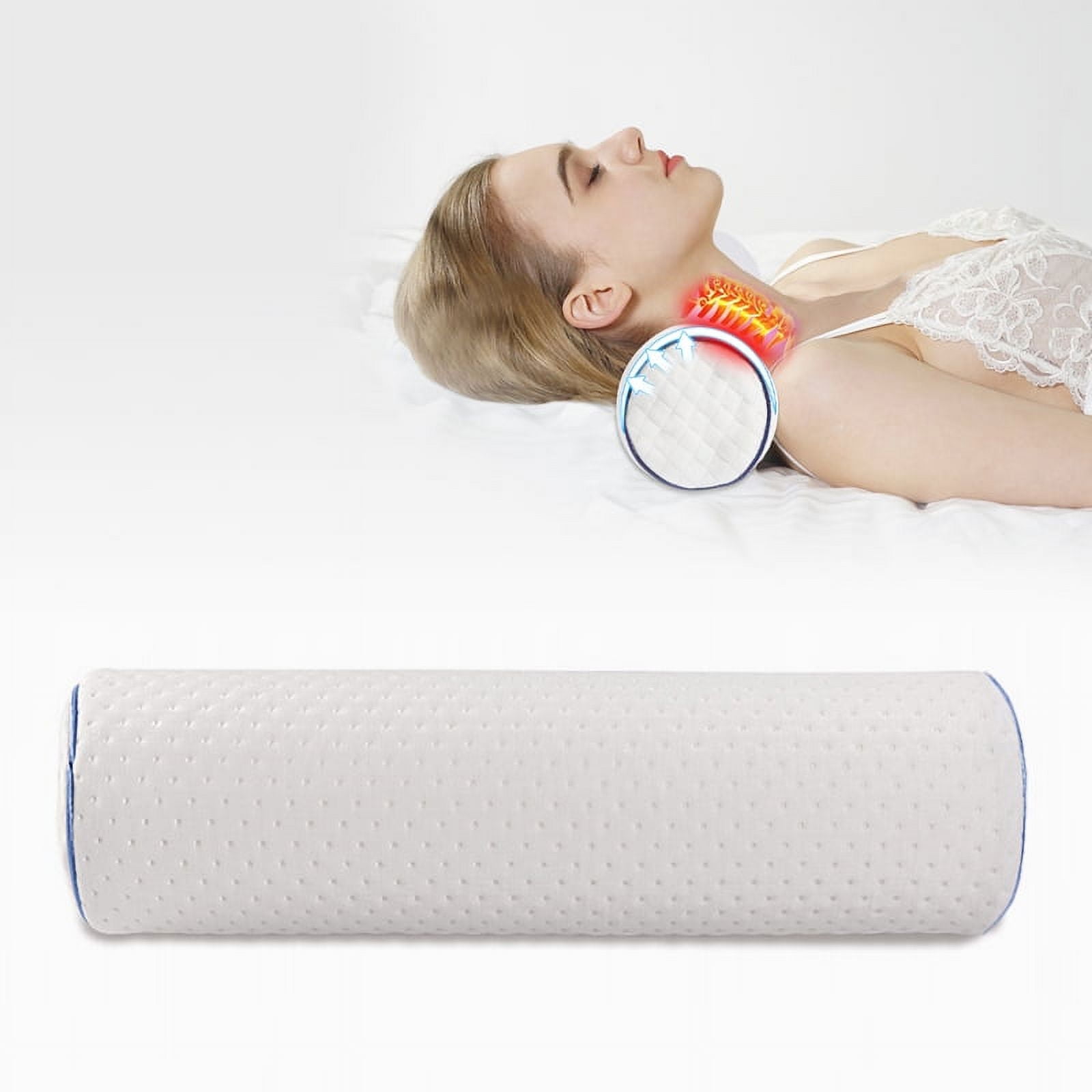 Cervical Neck Roll Pillow- Memory Foam Cylinder Pillow for Sleeping ...