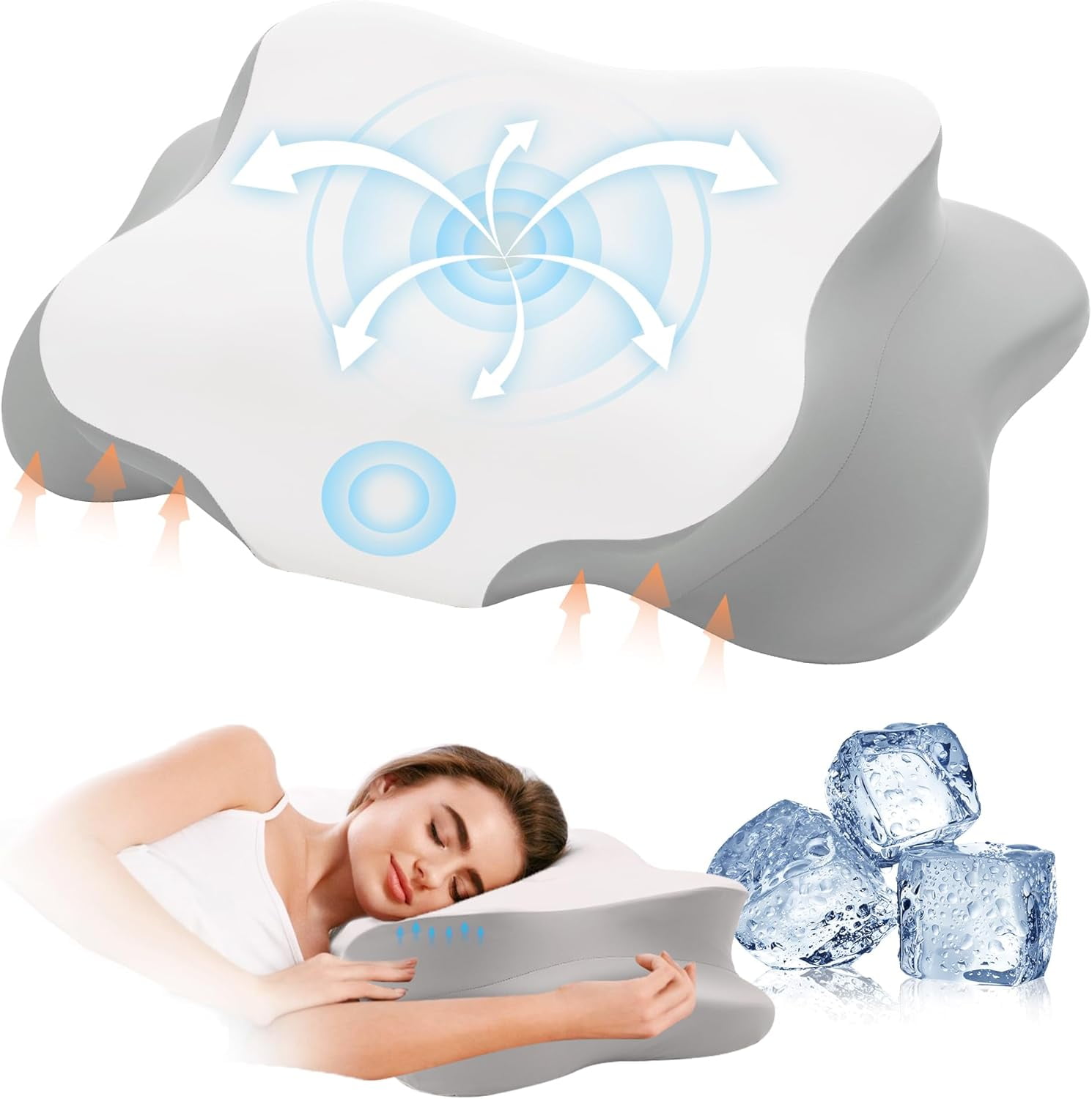 Cervical Pillow for Neck Pain Relief, Cooling Contour Memory Foam ...