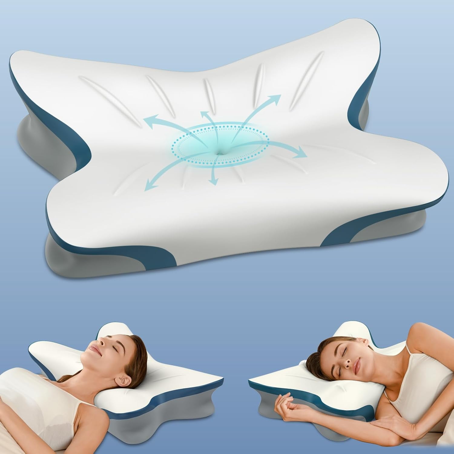 Cervical Pillow for Neck Pain Relief - Ergonomic Neck Pillow for Sleeping Contour Memory Foam ...