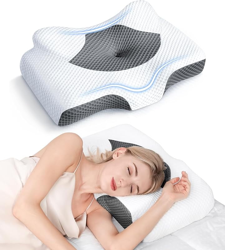 Cervical Pillow for Neck Pain Relief, Hollow Design Odorless Memory ...