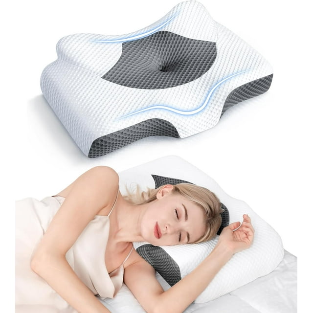 Cervical Pillow for Neck Pain Relief, Hollow Design Odorless Memory ...
