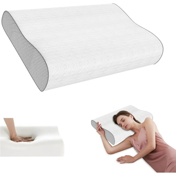 Cervical Pillow for Neck Pain Relief, Memory Foam Pillow, Ergonomic ...