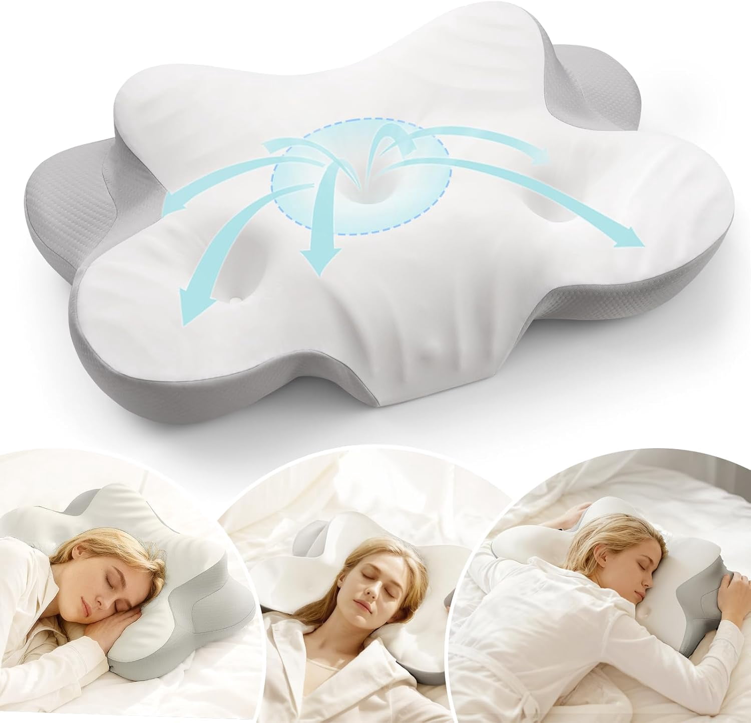 Cervical Pillow for Neck and Shoulder, Ergonomic Memory Foam Pillows ...