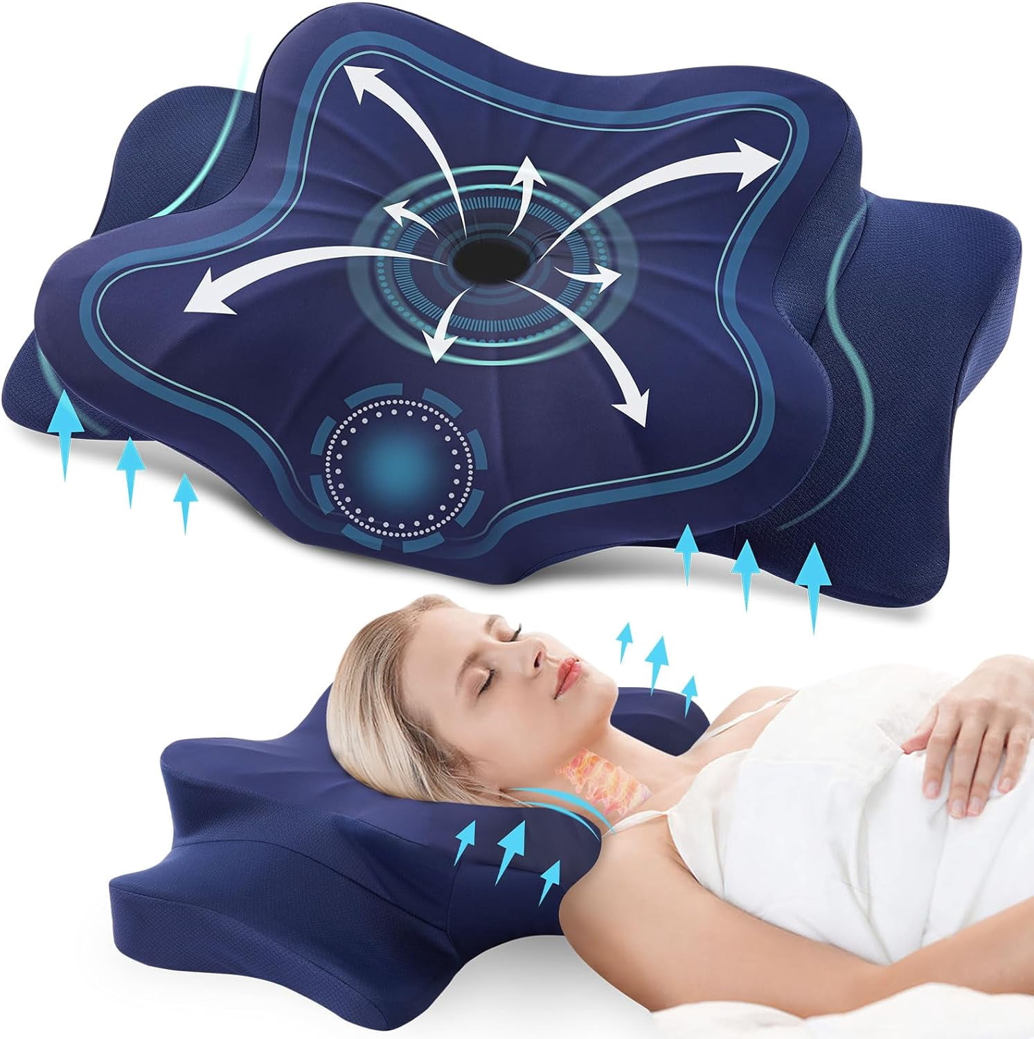 Cervical Pillow for Neck and Shoulder Pain Relief, Cooling Contour ...