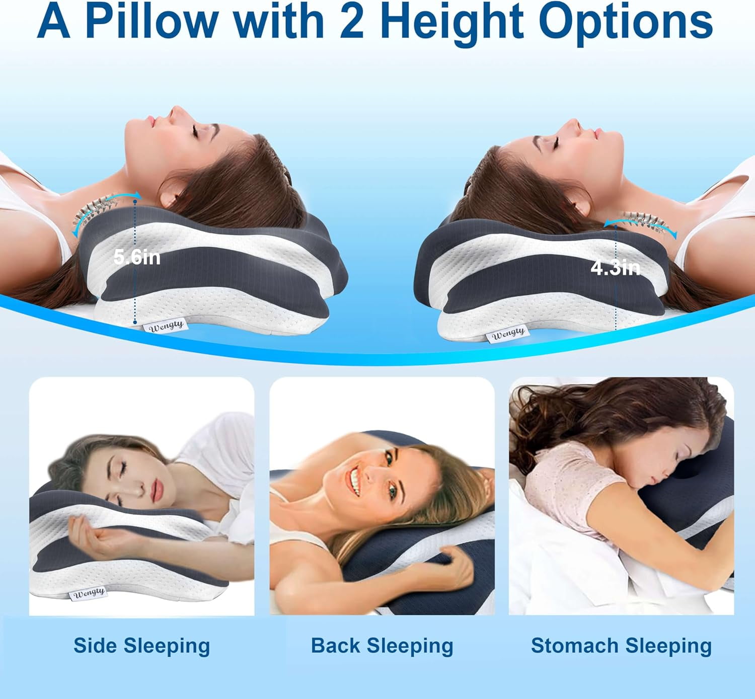 Cervical Pillow for Side Sleepers,Memory Foam Pillows for Neck and ...