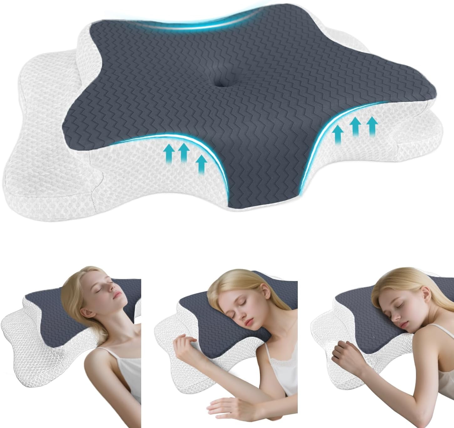 Cervical Pillow for Neck Pain Relief, Memory Foam Pillows, Ergonomic ...
