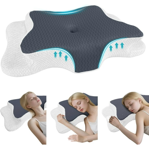 Cervical Pillow for Neck Pain Relief, Memory Foam Pillows, Ergonomic ...