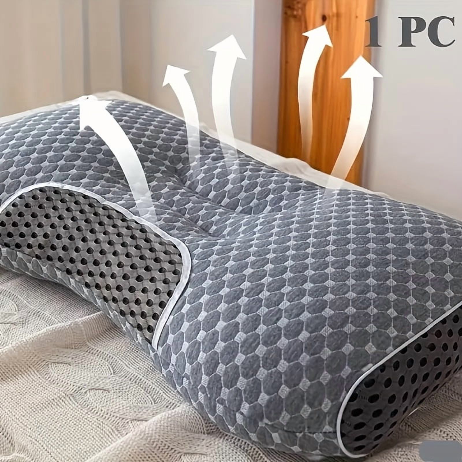 Cervical Pillow for Neck Support, Ergonomic Bed Pillow , Gray, 29.13 x ...