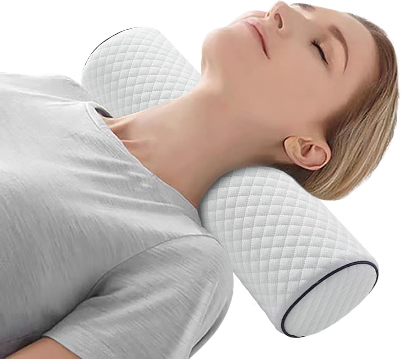 Cervical Round Neck Pillow ,Memory Foam Neck Pillow for Bed,Legs, Back ...