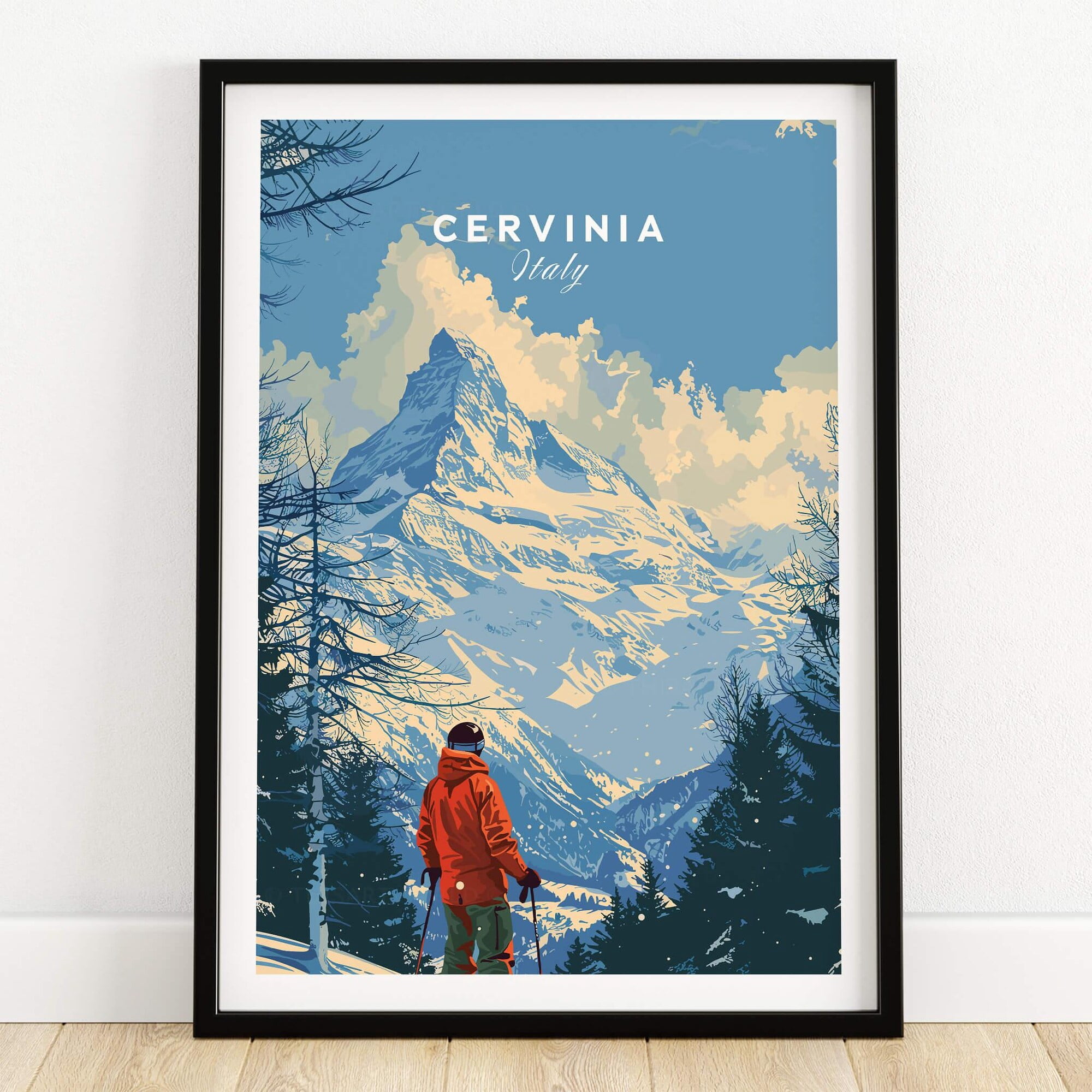 Cervinia Ski Print Italy Mountain Art Ski Lodge Wall Decor Winter ...