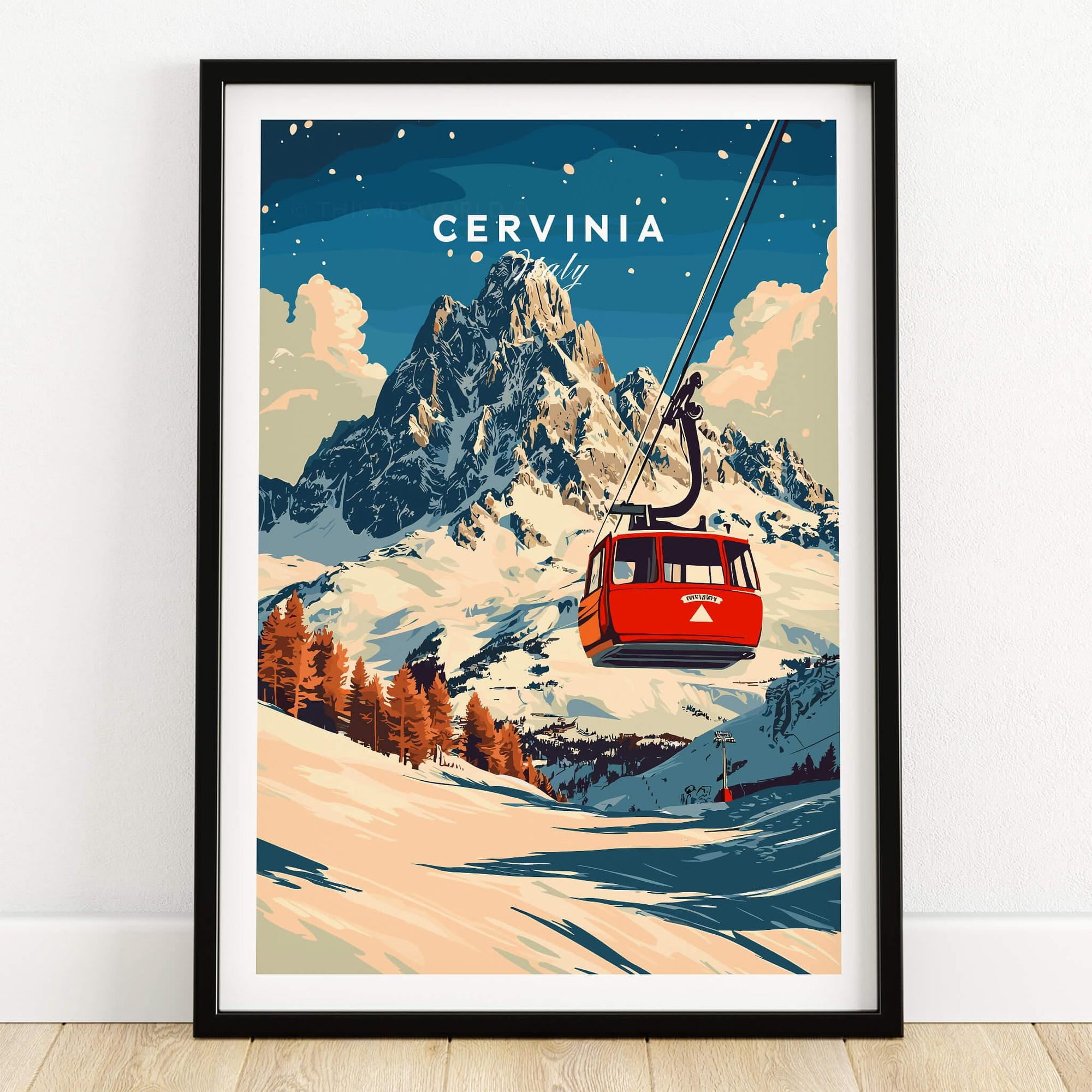 Cervinia Ski Print Italy Mountain Art Ski Lodge Wall Decor Winter ...