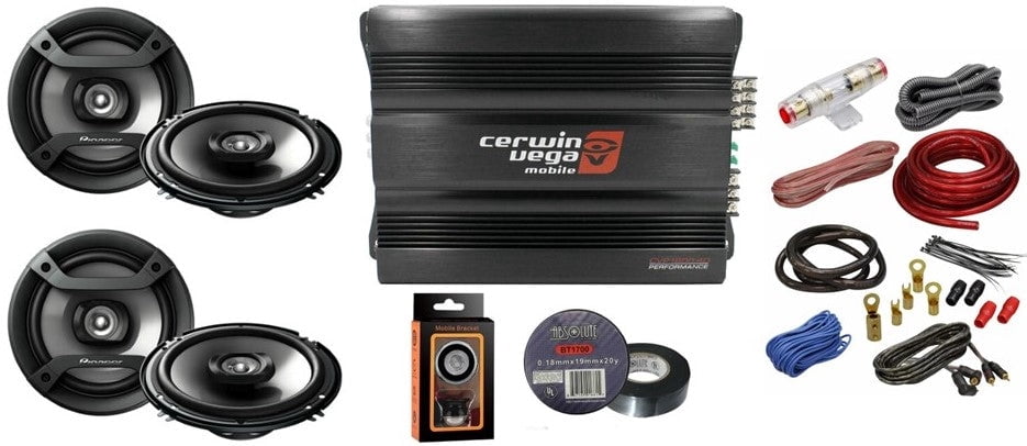 Cerwin Vega CVP1600.4D 1600W 4-Ch + 2 Pioneer TS-F1634 6.5" Speaker ...