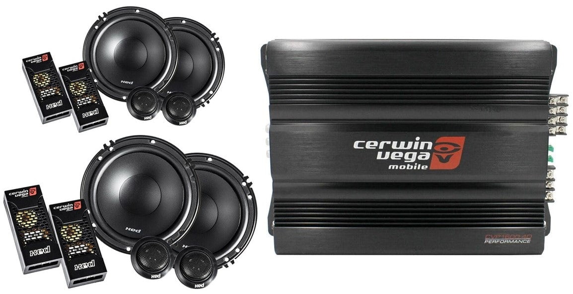 Cerwin Vega CVP1600.4D 1600W Amp + 2 XED650C Component Speakers ...