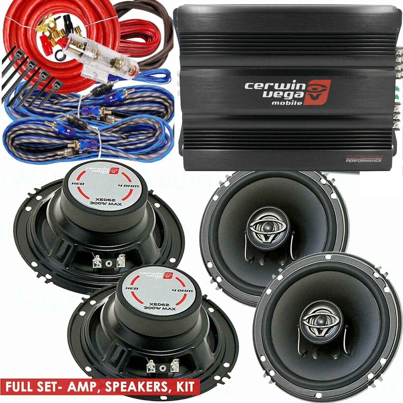 "Cerwin Vega 1600W Amp + 4x XED62 6.5"" 600W Speakers Combo, Car Audio ...