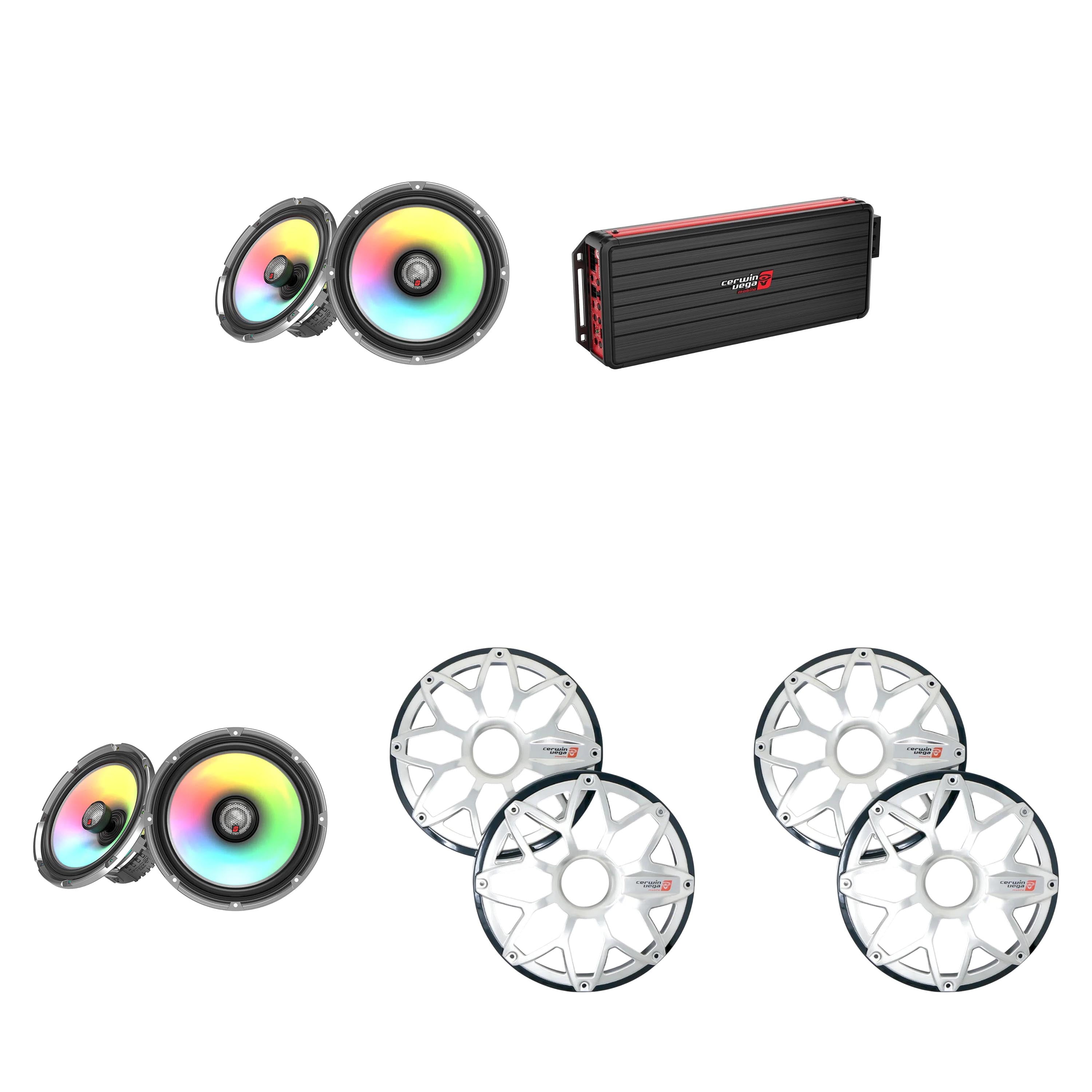Cerwin Vega Marine VCU84 Amplifier with (2) SM8F4 RPM Stroker 8" Marine ...
