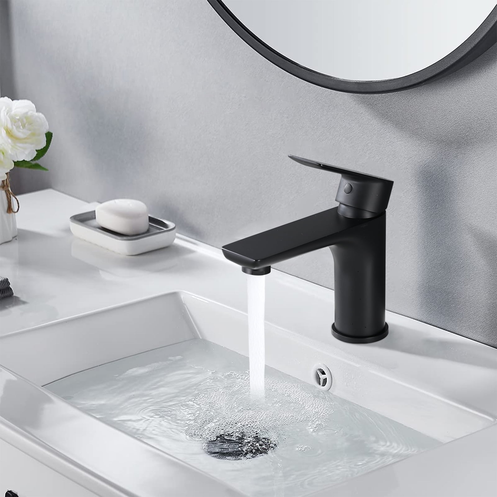 Cerypsa Brass Single Handle Bathroom Lavatory Basin Sink Faucet-Matte ...