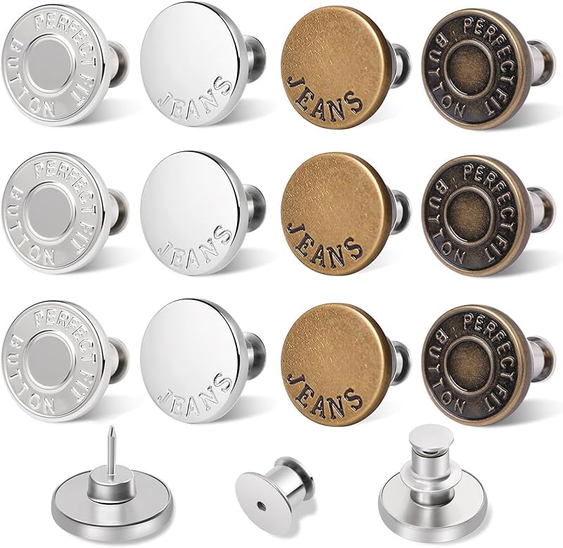 Ceryvop 12 Set Buttons Pin for Loose Jeans, Jeans Button Adjuster for ...