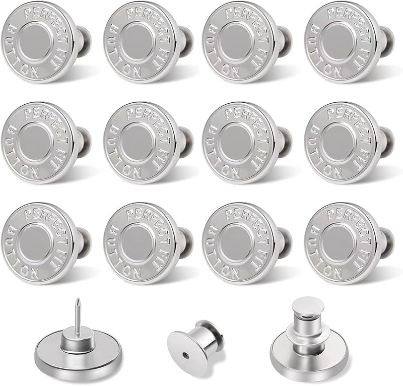 Ceryvop 12 Set Buttons Pin for Loose Jeans, Jeans Button Adjuster for ...
