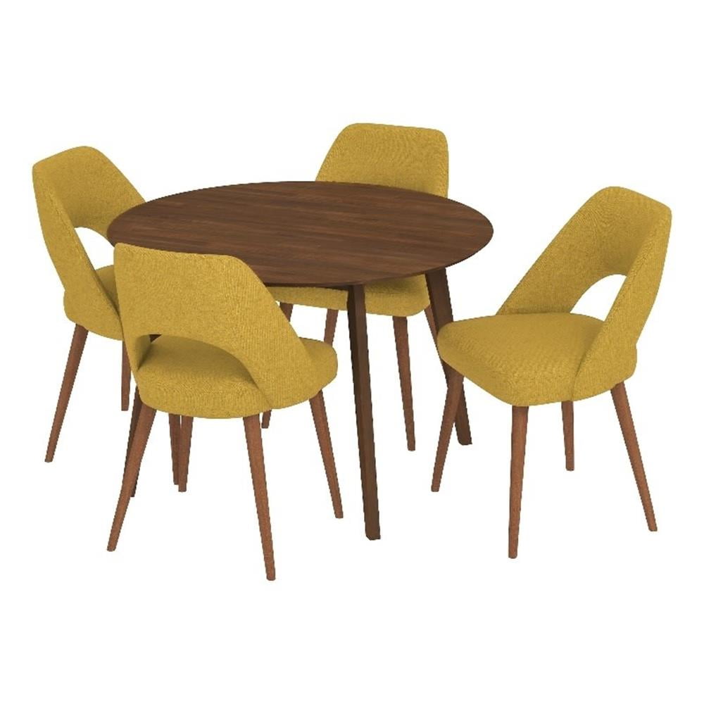 Cesar 5-Piece Modern Dining Room Set w/ 4 Fabric Dining Chairs in ...