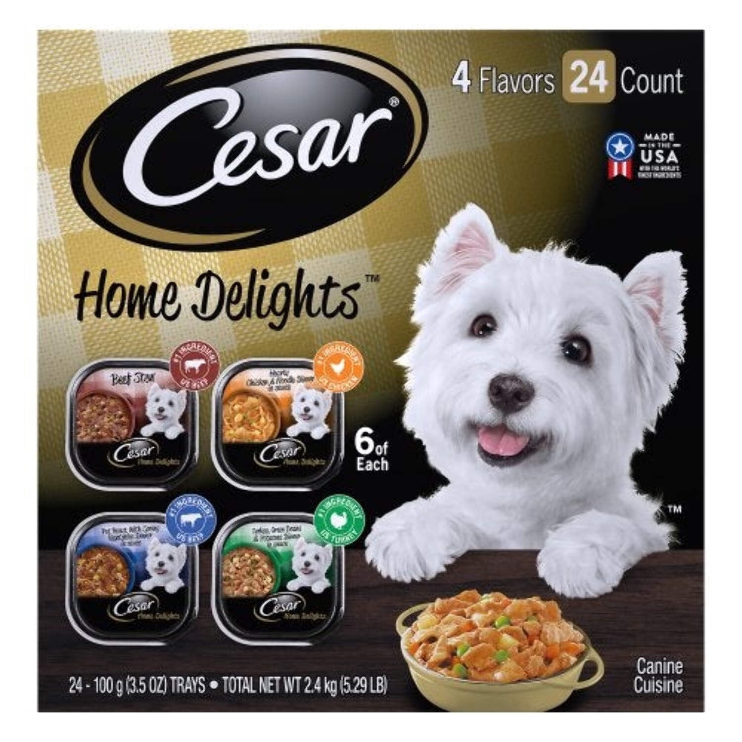 CESAR GOURMET Beef Prime Rib Flavor Wet Dog Food, 3.5 oz. Tray ...