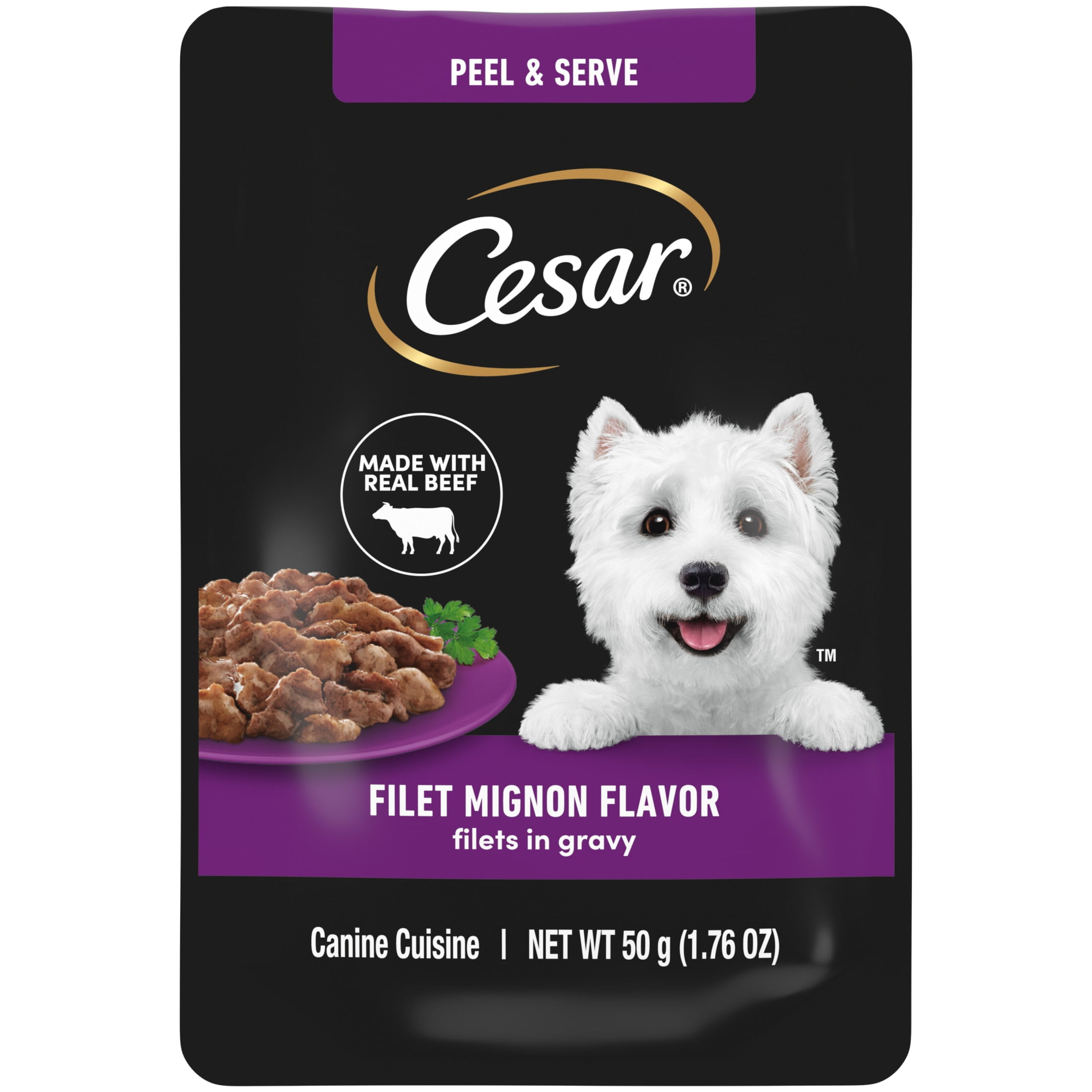 Cesar Pouch Filets In Gravy Filet Mignon Flavor Wet Dog Food, 1.76 Oz ...