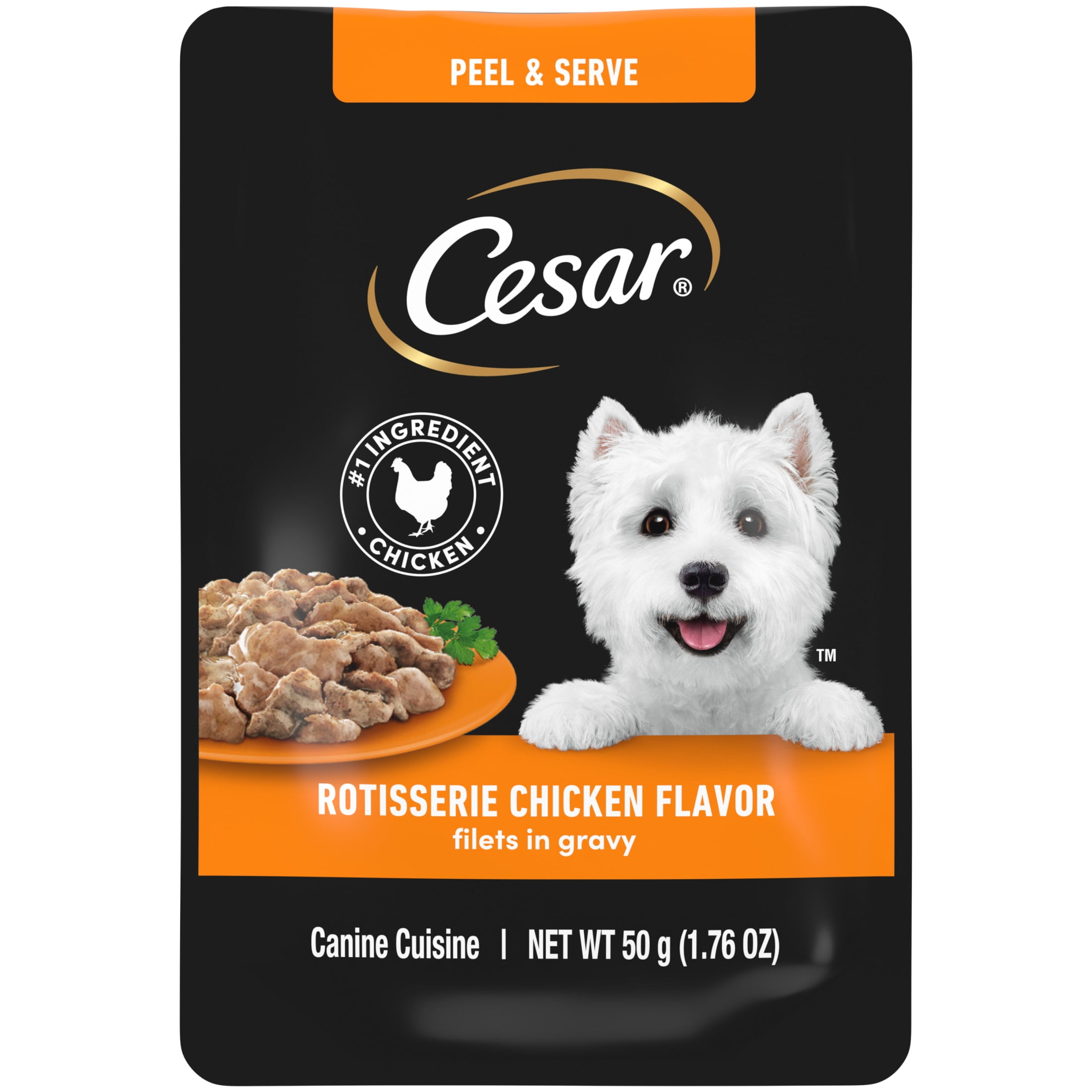 Cesar Wet Dog Food, Rotisserie Chicken Flavor, Real Chicken #1, 1.76 oz ...