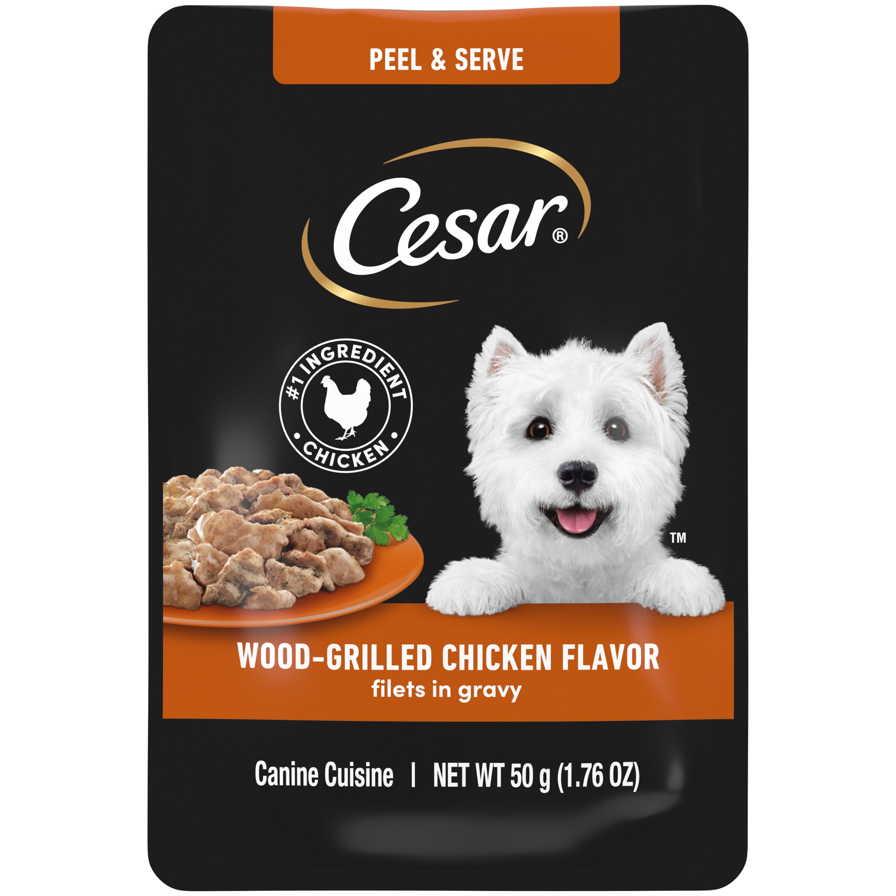 Cesar Wet Dog Food Filets in Gravy Wood-Grilled Chicken Flavors 1.76 oz ...