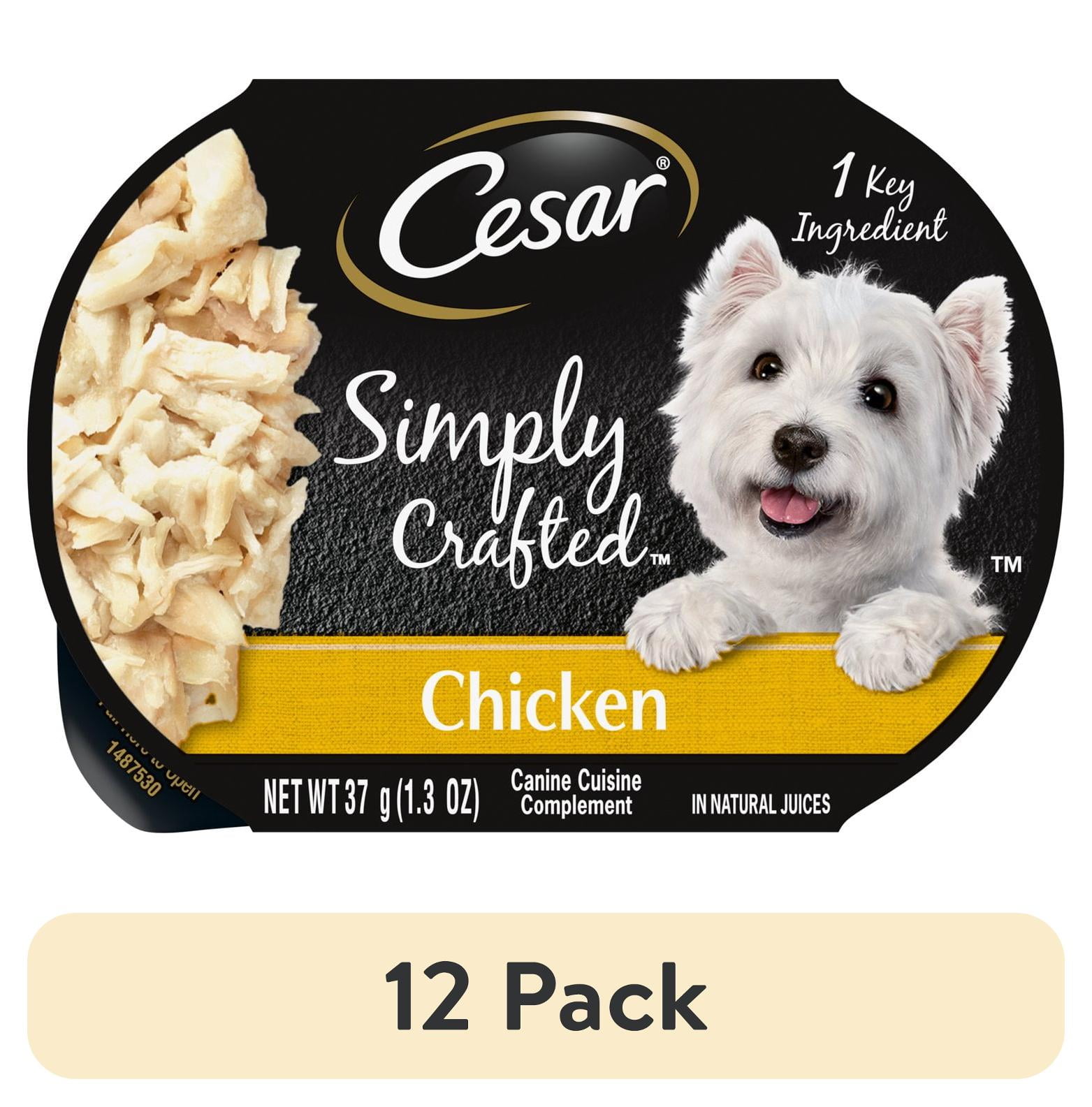 (12 pack) Cesar Simply Crafted Chicken Wet Dog Food, 1.3 Oz Tub ...
